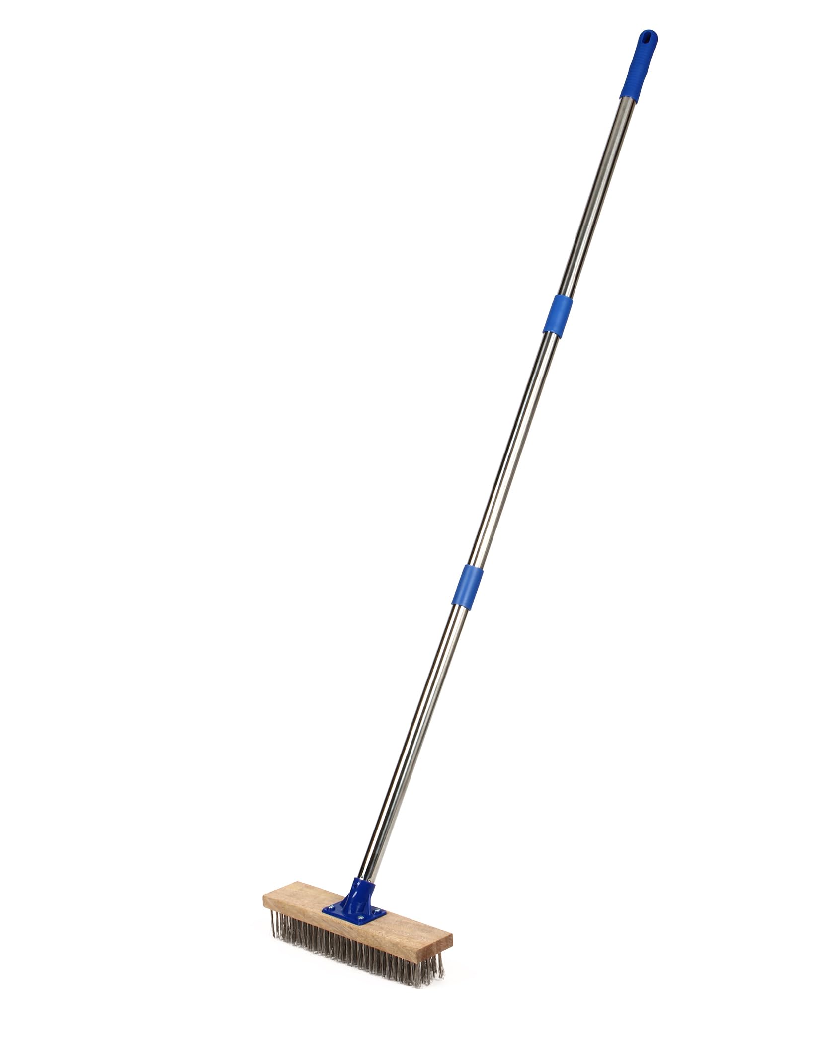 MEIBEI Deck Brush, Stainless Steel Wire with Long Handle 57", Perfect for Algae, Tough Stains on Concrete, Walkways, Patio and Swimming Pool