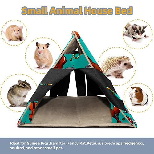 RATGDN Small Pet Hideout Classic Acoustic Guitars Music Hamster House Guinea Pig Playhouse for Dwarf Rabbits Hedgehogs Chinchillas
