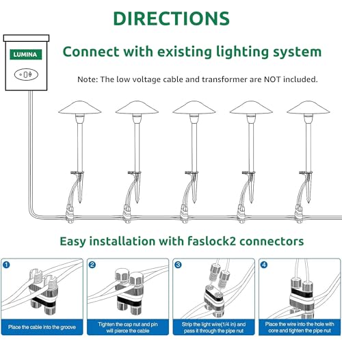 Lumina Lighting® 3W Landscape Path Lights - Low Voltage Cast-Aluminum Outdoor Pathway Light and Area Light 3000K - 12V Waterproof - G4 LED 3W Lighting for Yard Garden Pathway (Black, (8-Pack))