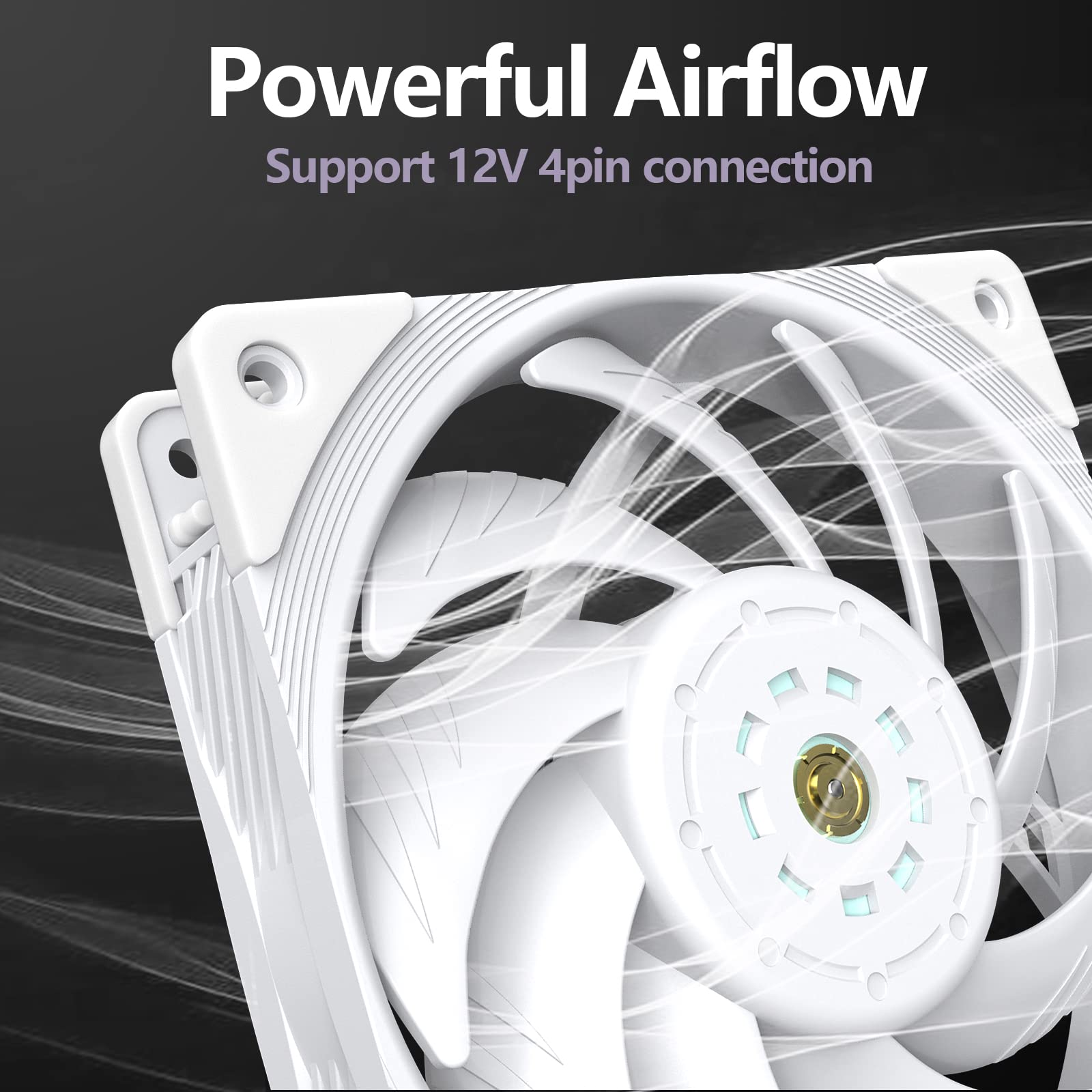 Oddtone 120mm PC Fan, High Airflow 2150RPM CPU Fan, Quiet 4pin PWM Computer Case Fan, Cooling Fan, 12.8dB Low-Noise, Anti-Vibration Silicone Pins, Single Pack - Whtie