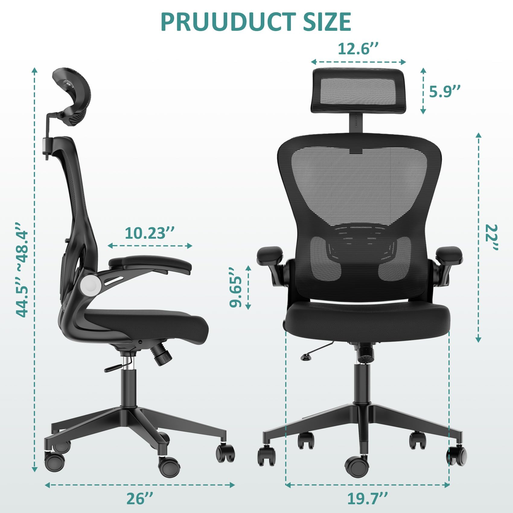 yoyomax Ergonomic Office Chair, High Back GamingChair for Big and Tall People, Adjustable Headrest/Armrests Reclining Comfy Home OfficeChair Lumbar Support Breathable Mesh ComputerChair-Black