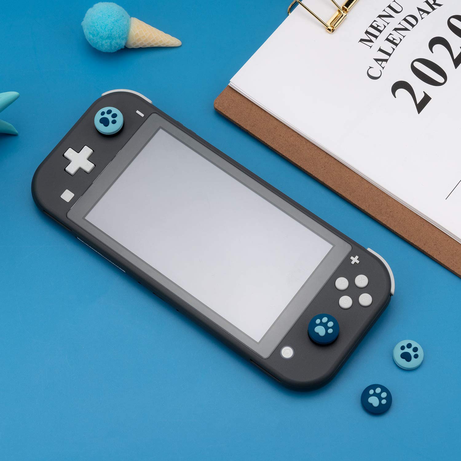 GeekShare 4PCS Silicone Cat Paw JoyCon Thumb Grip Set Joystick Caps Compatible with Switch / OLED / Switch Lite (Star Mist Blue)