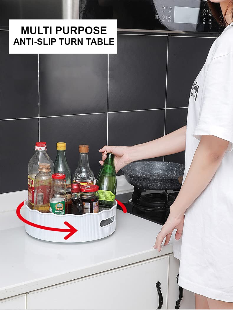 Lazy Susan Countertop Turntable. Kitchen Pantry Cabinet Rotating Organizer. Spice Storage Rack. Bathroom Vanity Shelf Table