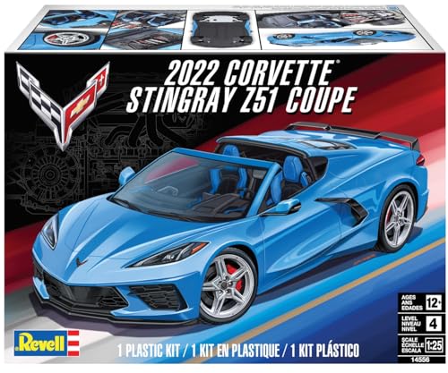 Revell 14556 2022 Chevrolet Corvette Stingray Z51 Coupe 1:25 Scale 142-Piece Skill Level 4 Model Building Kit