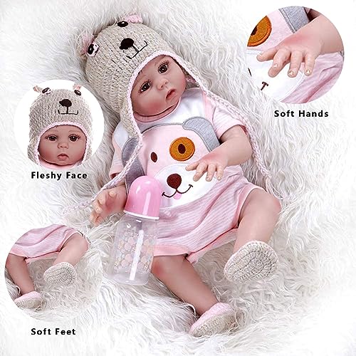 SGTD Silicone Baby Doll, 18-Inch Silicone Dolls, Handmade Silicone Realistic Girl Dolls, E