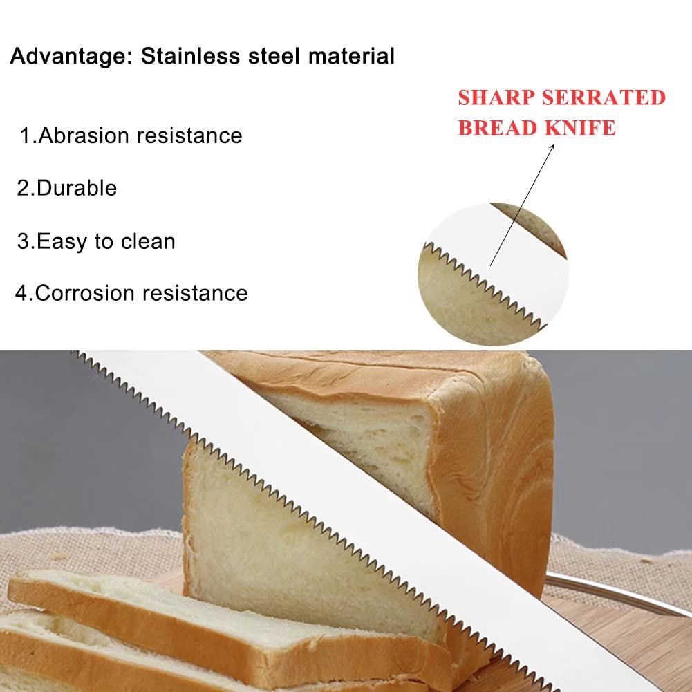 LokiLux Serrated Bread Knife 12 Inch Blade,Cut Bread/Cake/Bagels,for Homemade Bread,Baker's Knife for Slicing(Total Lenght 16.7 Inch),2 pack