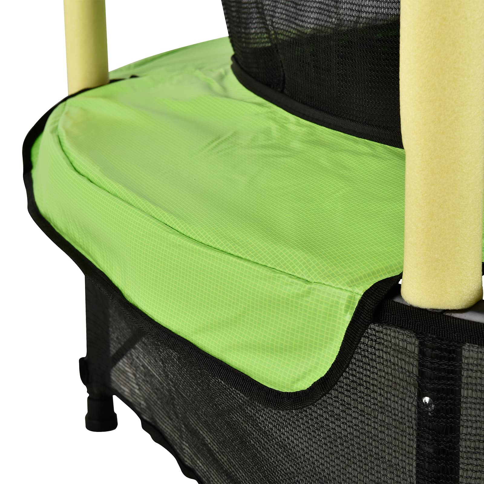 MengK FCH Kinder Trampolin Jumper 140 cm mit gepolsterten Stangen und Sicherheitsnetz, Gelb und Grün