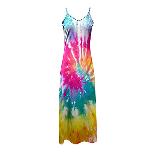 Long Skirts for Women Fall with Slit Tuxedo Summer Casual Dress Printed Bohemian Spaghetti Strap Boho Floral Maxi Pink