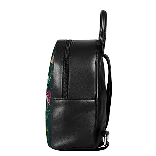 Showudesigns Butterfly Mushroom Backpack Purse Women Girls Mini Backpacks PU Leather Zipper Closure Shoulder Bags Shoulder Bag Casual Daypack Moon Moth Green