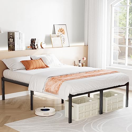 Sweetcrispy Full Bed Frame - Heavy Duty Metal Platform Bed Frames Full Size with Storage Space Under Frame, 14 Inches, Sturdy Steel Slat Support, No Box Spring Needed
