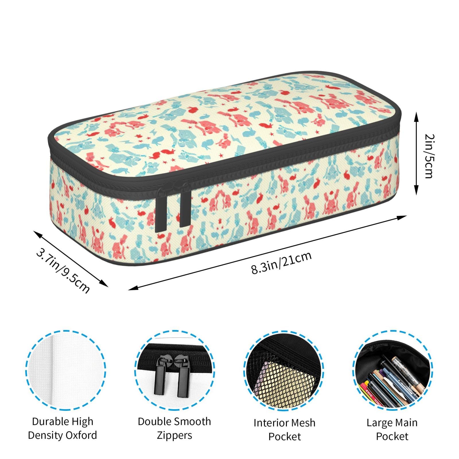 nanger Magician Rabbit Print Pencil Case Bag Big Capacity Pen Pouch, Aesthetic Stationery Organizer With Zipper