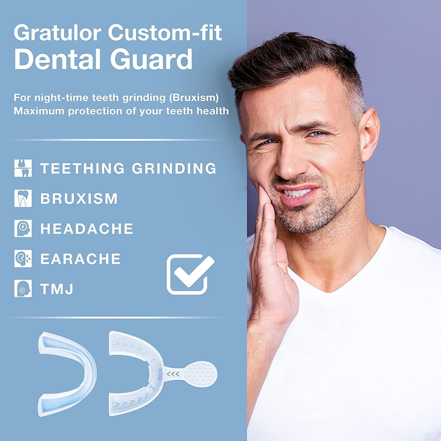 Mouth Guard for Grinding Teeth, Mouthpiece for Cleaning Teeth,Comfort fit for Your Teeth, Moldable Mouth Guard for Clenching Teeth at Night