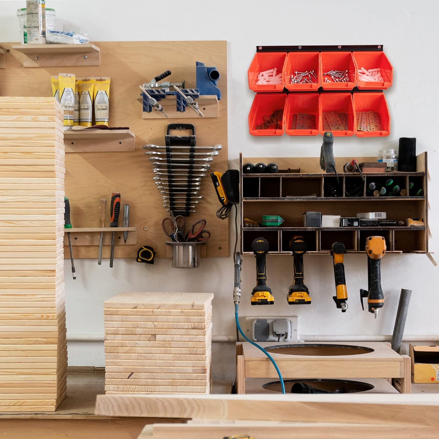 NETWAL 8 Storage Bins, Wall Mount Garage Rack, Parts &Tool Organizers and Storage Screws and Bolts