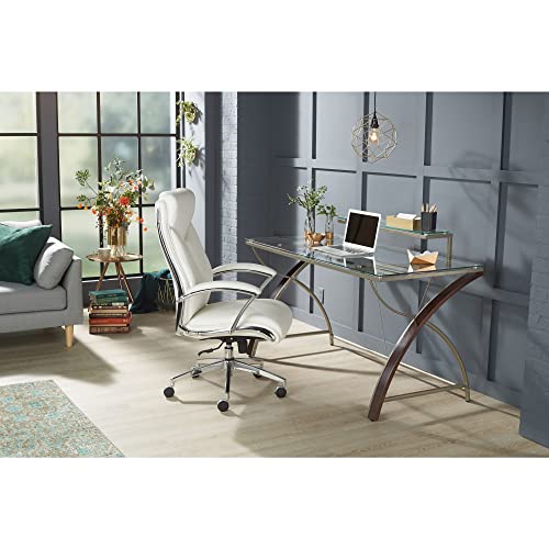 RealspaceĀ® Axley 55" W Glass Computer Desk, Cherry/Silver