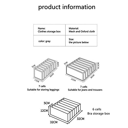 QRTU Washable Wardrobe Clothes Organizer, Jeans Compartment Storage Box,Foldable, Easy To Clean,Save Space Closet ?Drawer Organizer ,for Legging T-Shirt Underwear Socks. (Bra storage box)
