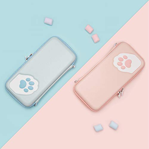GeekShare Pink Cute Cat Paw Case Compatible with Nintendo Switch/Switch OLED - Portable Hardshell Slim Travel Carrying Case fit Switch Console & Game Accessories - A Removable Wrist Strap (Pink)