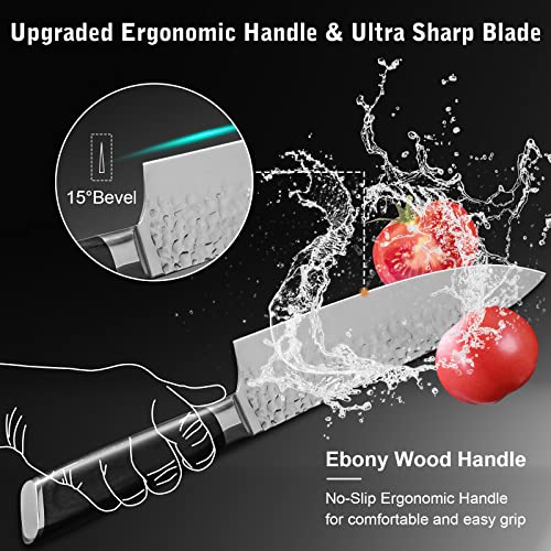 Kitchen Knife, Chef Knife Set - 8 Inch Chef Knife & 8 Inch Bread Knife & 5 Inch Paring Knife, German Stainless Steel Sharp Cooking Knife, Ergonomic Wooden Handle Knives Sets with Gift Box