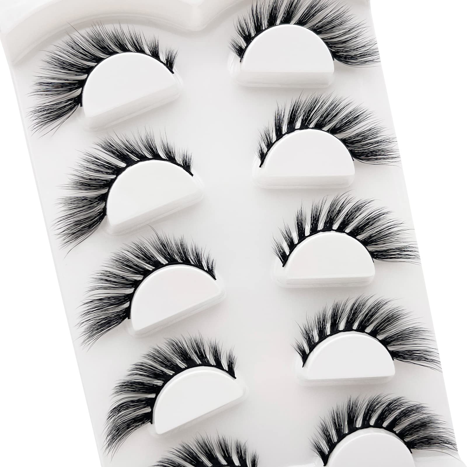 outopen 5 Pairs Fox Eye Lashes 17mm Winged Angel Lashes Fluffy Dramatic Faux Mink Eyelashes Cat Eye False Eyelashes Lift Effect Fake Eye Lashes (A1-Angel Wings D489)