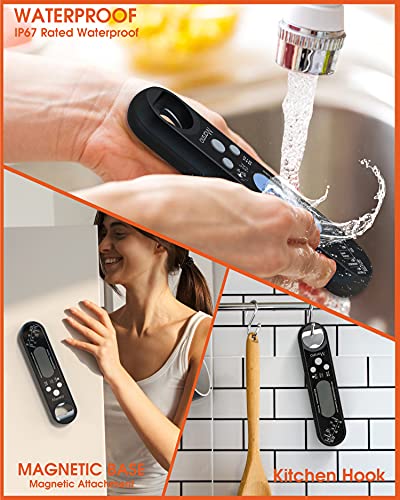 Meat Thermometer,Instant Read Meat Thermometer for Cooking, Fast & Precise Digital Food Thermometer with Backlight, Magnet, Calibration, and Foldable Probe for Deep Fry, BBQ, Grill, and Roast Turkey.