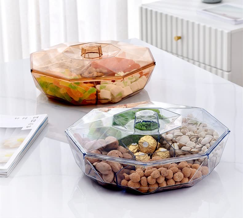 PNNERR Transparent Candy Box Snack Tray Case Nut Storage Box 5 Grids Dried Fruit Plate Wedding Gift Household Food Organizer