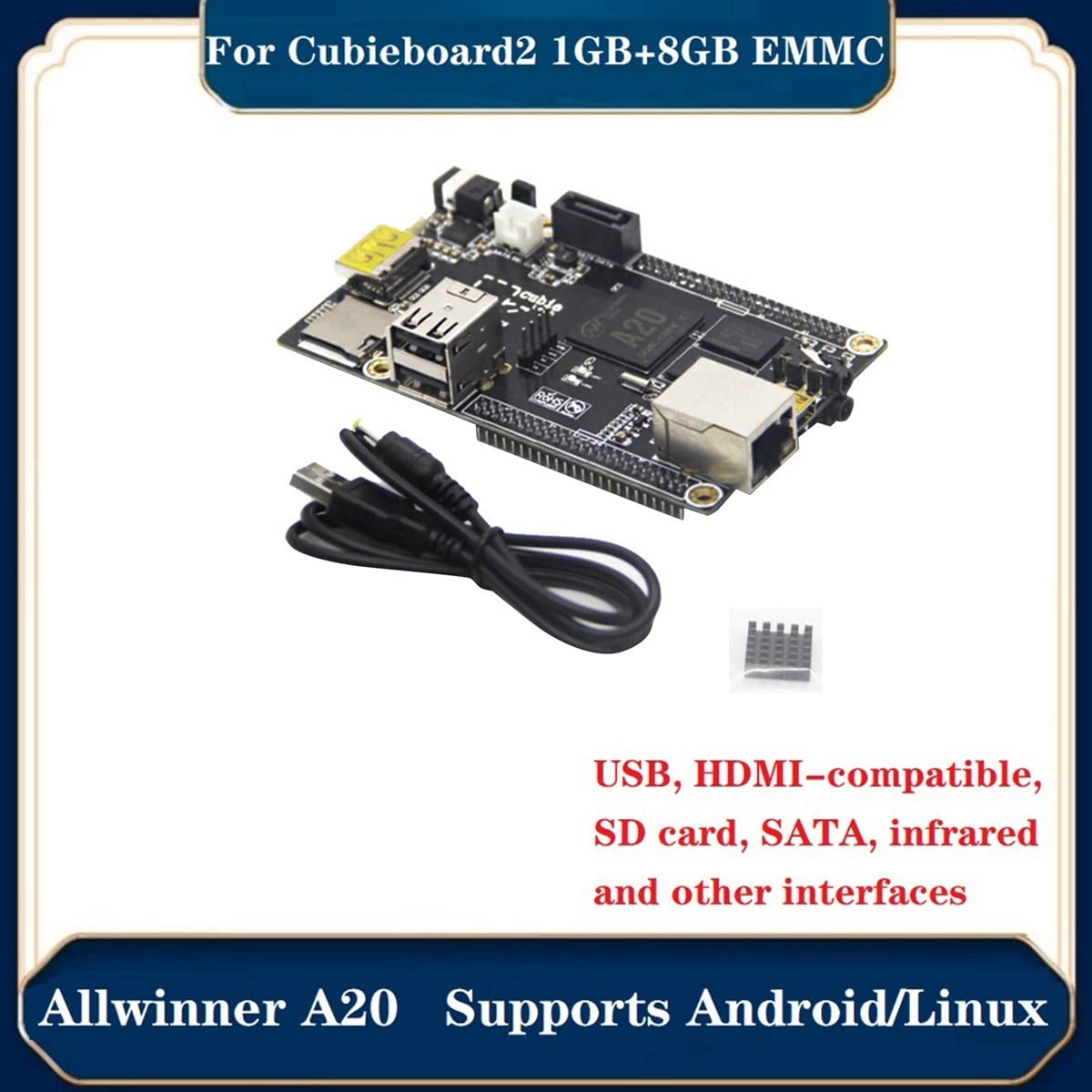 Midautoo for Cubieboard2 CB2 Allwinner A20 ARM A7 Duals Core PCB+Metal 1GB DDR3 Supports Android/Linux Development Board