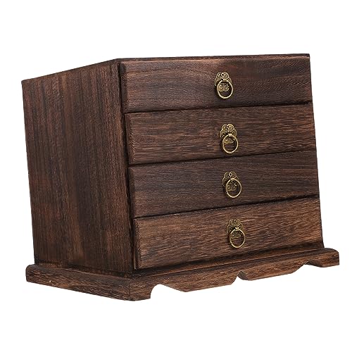 VOSAREA 1Pc tea box light house decorations for home wooden drawers tabletop decor Delicate Case desk topper Sundries Case Sundries Container Tea Holder Wooden Tea Case vintage tea bag box