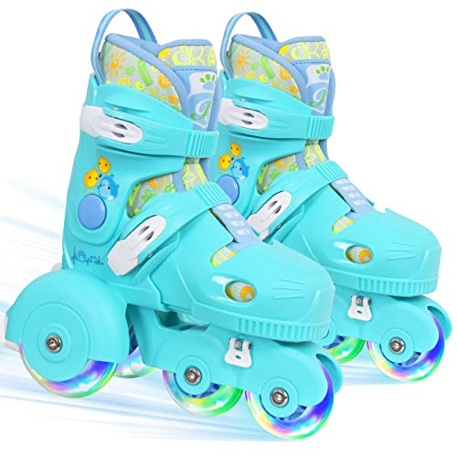 Toddler Roller Skates for Kids Girls Boys, 4 Adjustable Sizes, Fun Illuminating, Safety Three-Point Type, Breathable Upper, Beginners with Safe Lock, Durable Skates for Daughter Son 8C 9C 10C 11C