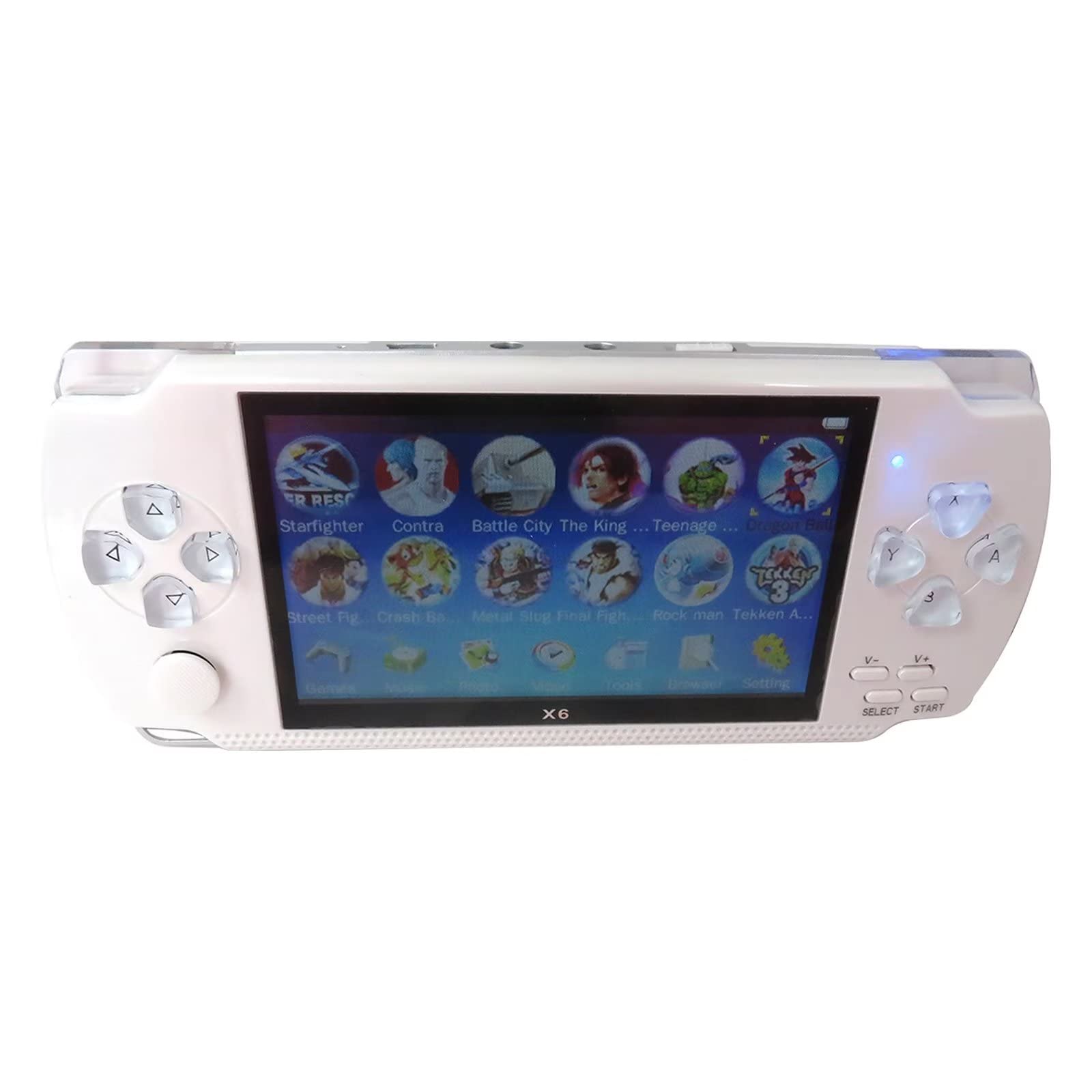 New 4.3" Full Color High-speed Crisp TFT Widescreen Video Game Console Built-in 10000 Games, With MINI 5P USB, 3.5mm AUX Earphone Output/TV Output, TF Card Holder(White)