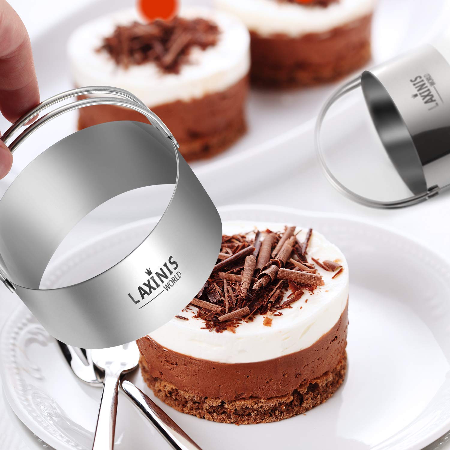 Laxinis World Biscuit Cutter Set, 5 Pieces Round Cookies Cutters with Handle, 18/8 Stainless Steel Graduated Circle Pastry and Dough Cutters