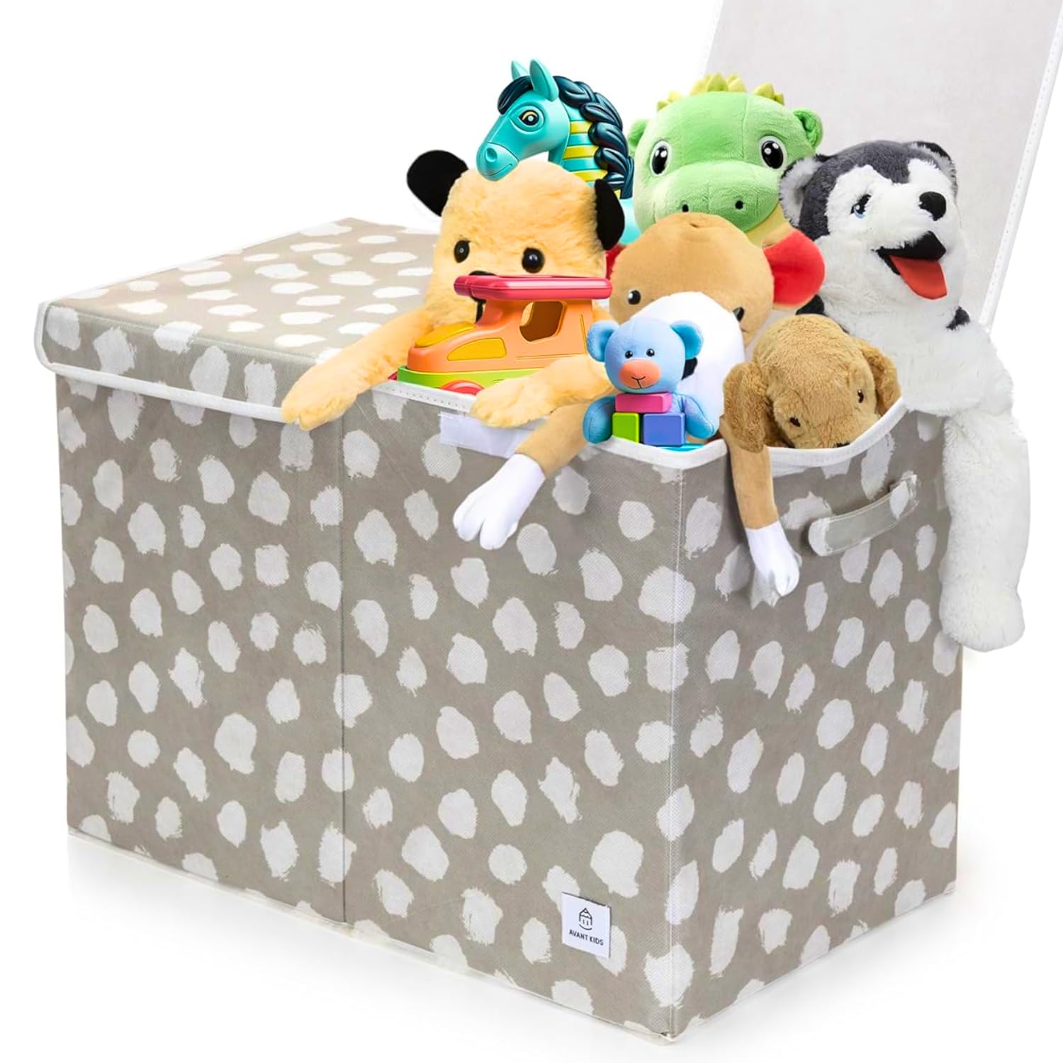 Toy Chest for Kids - Large Storage Chests with Detachable Organizer and Flip-Top Lid for Boys or Girls Nursery or Playroom Toys - Gray