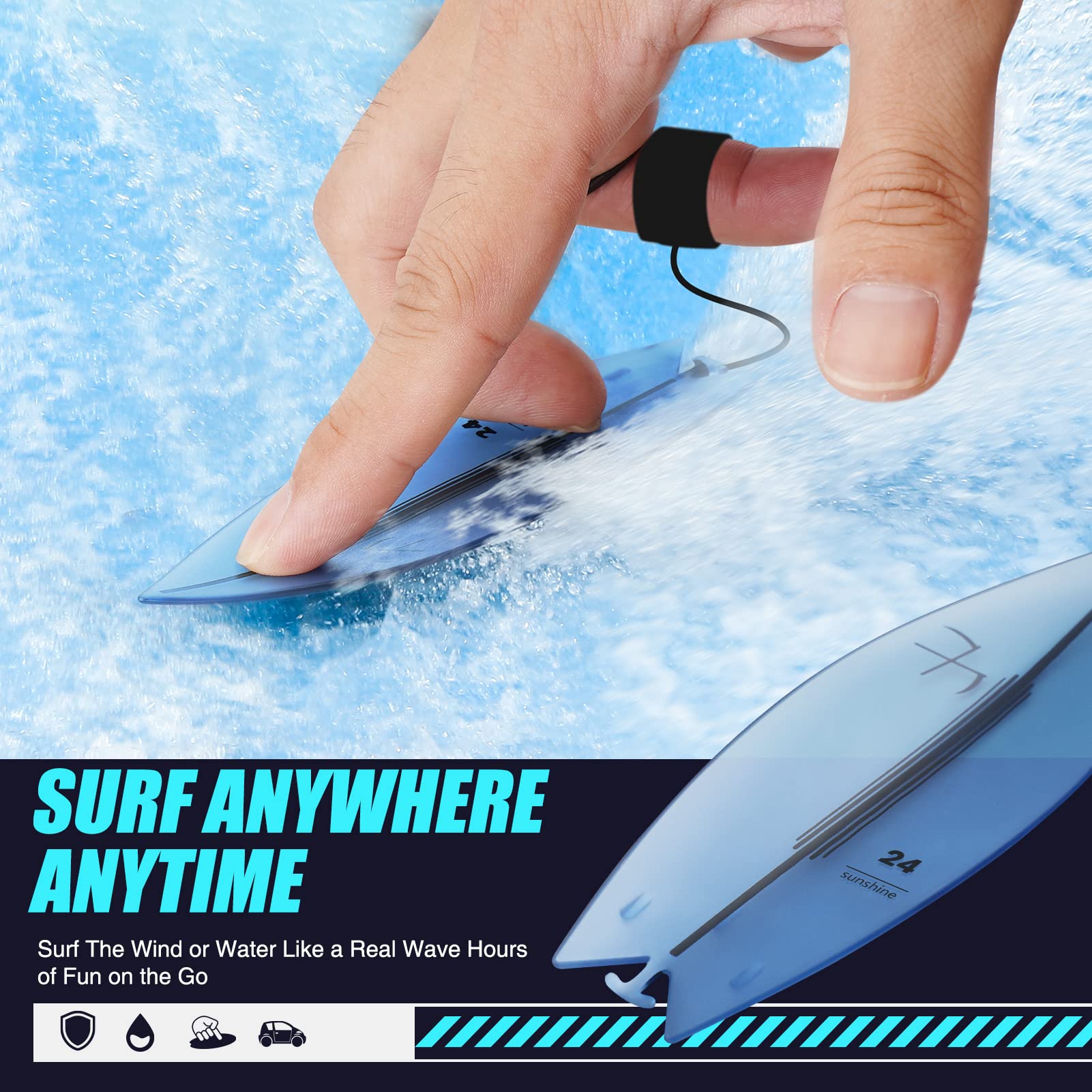 LOEO Finger Surfboard Finger Toy Surf Board Surf The Wind Mini Surfboard for Kids and Surfers(Green)