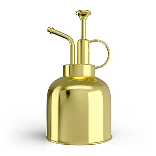 LOOPSEED Stainless Steel Plant Mister Spray Bottle Watering Can for Indoor Plants Succulent Bonsai Garden Spray Houseplant Spritzer Modern Garden Tools 10oz/300ml (GOLD)