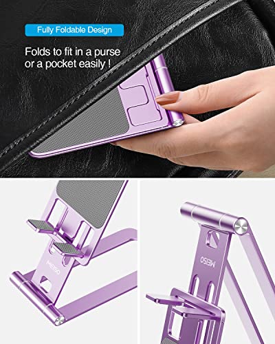 MEISO Cell Phone Stand, Fully Foldable Phone Holder for Desk, Desktop Mobile Phone Cradle Dock Compatible with iPhone, Samsung Galaxy, iPad Mini, Tablets Up to 10β (Lilac Purple)