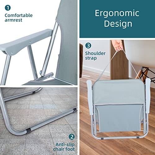 YSSOA Folding Beach Adults, Portable Heavy-Duty Chairs Made of High Strength 600D Oxford Fabric and Steel Frame for Outdoors, Camping, Picnic, BBQ, 1-Pack, Grey