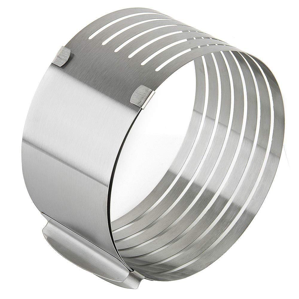 Layered Slicer Cake Ring Set, GDGY 6-8 Inch Stainless Steel Circular Baking Tool Kit Set Mousse Mould Slicing Include 1pc Egg White Separator and 1pc Cake Edge Smoother Scraper Cutter