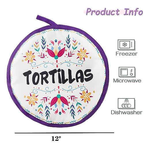 Lyellfe 3 Pack Tortilla Warmer Pouch, 12 Inch Insulated Cloth Taco Warmer Holder for Corn Flour Tortillas, Taco Tuesday Night, Halloween Party, Microwave Oven Freezer Safe