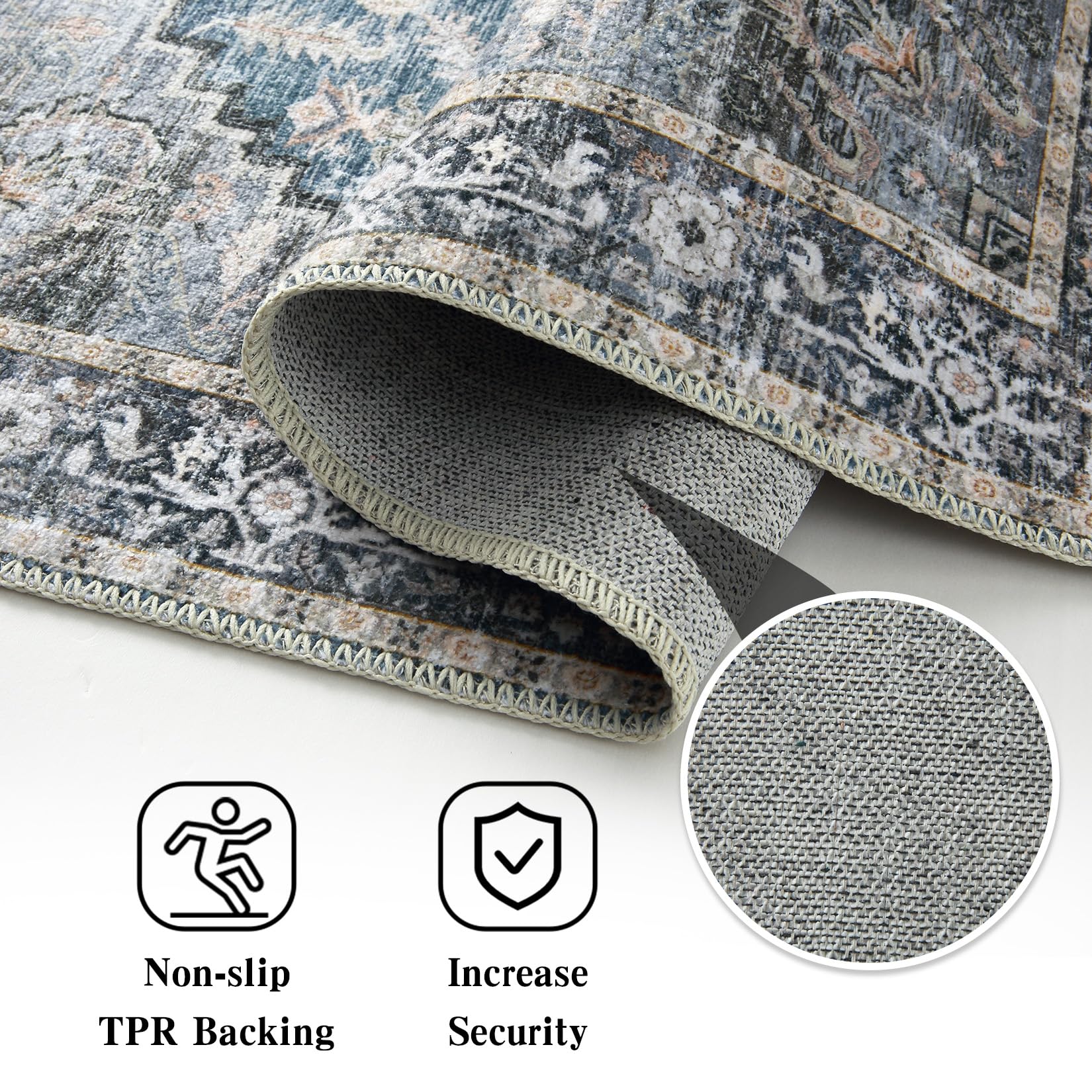 RUGSREAL Boho 5x7 Area Rugs Living Room Throw Rug Entryway Rug Non Skid Laundry Floor Mat Under Desk Carpet Entry Rug Boho for Inside House Kitchen Hallway Balcony Patio Office Decor