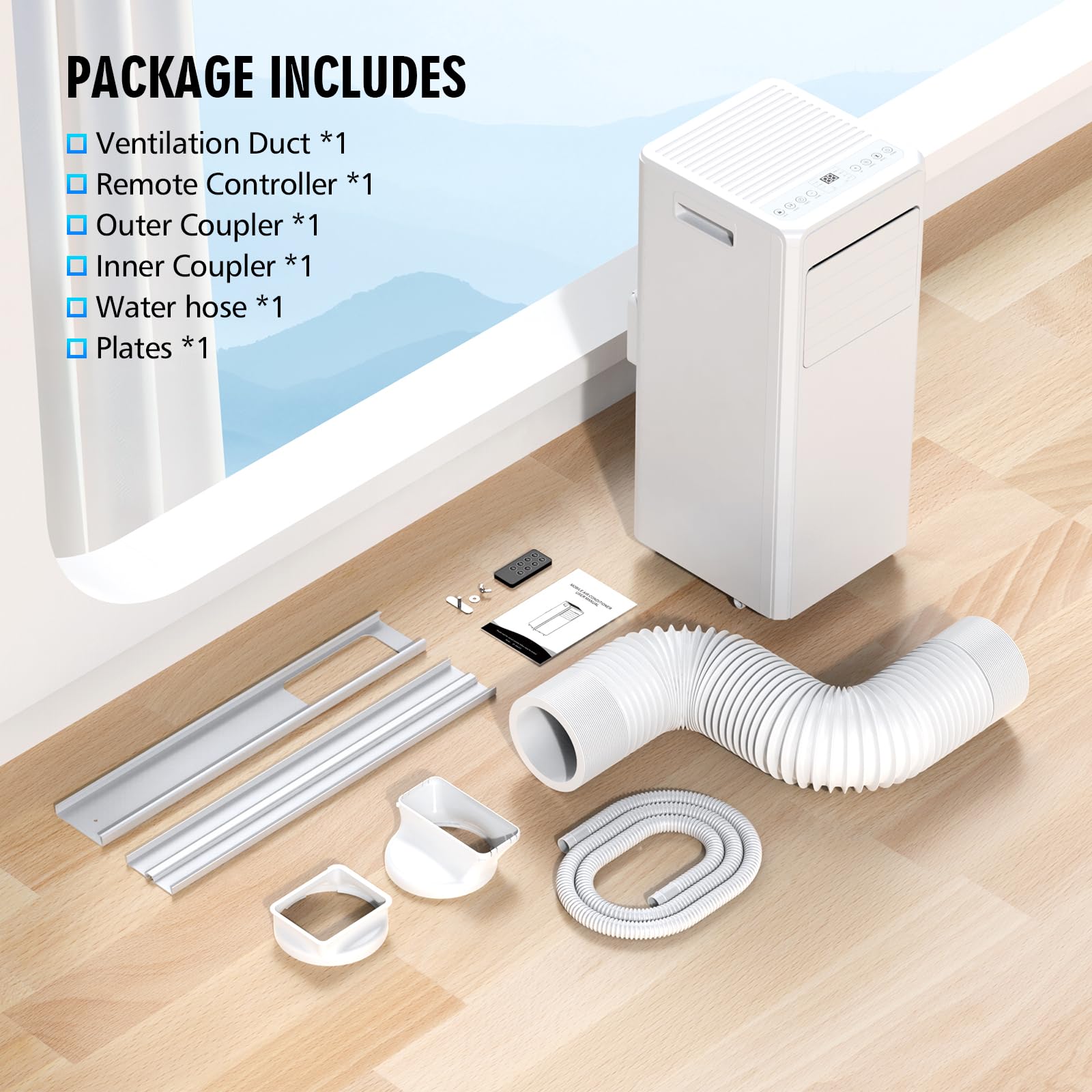 Loorow 10000 BTU Portable Air Conditioners Cool up to 400 Sq.Ft, 4-in-1 Portable ac Unit, Dehumidifier and Fan with Remote Control, 24H Timer, Sleep Mode, LED Display, Window Kit Included