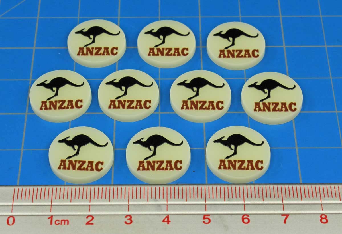 LITKO World War Two Miniature Wargames National Faction Token Game Pieces Compatible with Bolt Action (10) (North Africa Campaign Australian Anzac)
