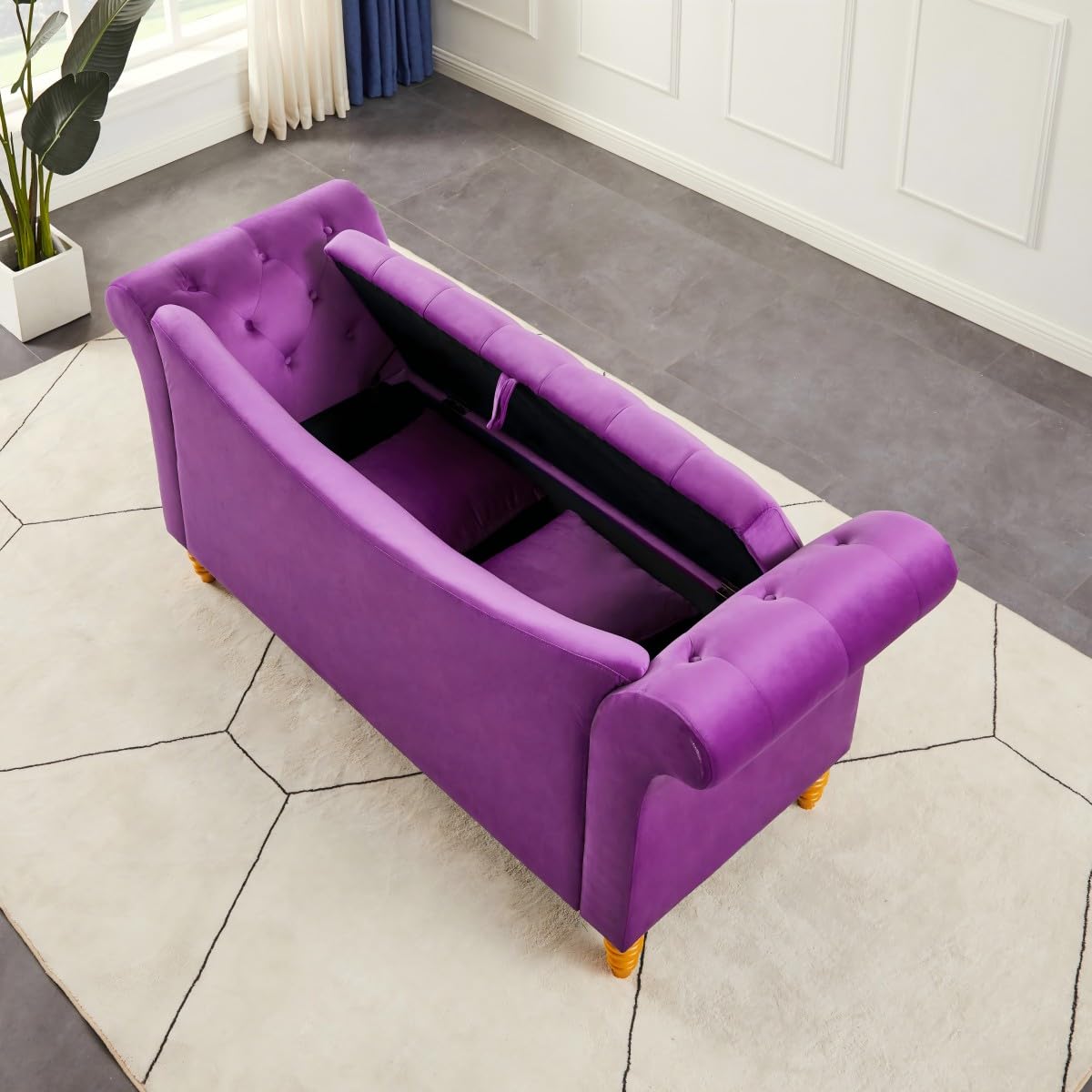 Rukasto Sofa Stool with 2 Pillows - Stylish Storage Stool for Living Room and Lounge