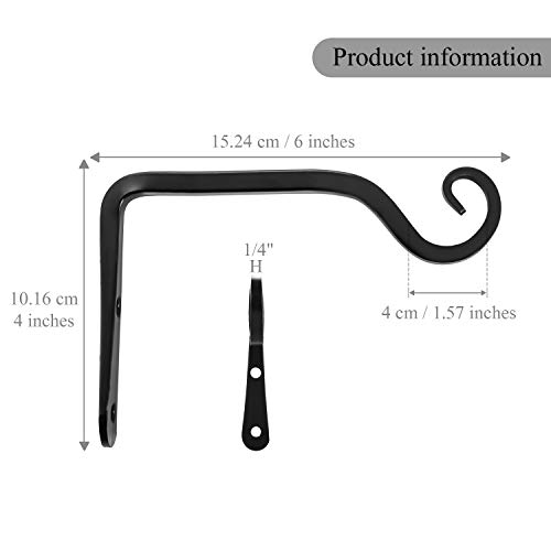 onepeng Plant Hanger Indoor/Outdoor 6 inch Metal Wall Plant Hook Decorative Plant Hanger for Bird Feeders, Planters, Lanterns, Wind Chimes, Home Decor(2Pack,Black)
