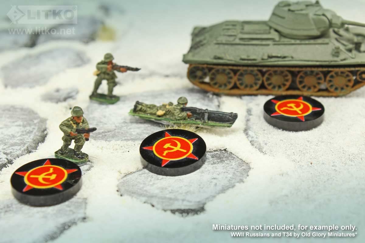 LITKO World War Two Miniature Wargames National Faction Token Game Pieces Compatible with Bolt Action (10) (Soviet Union Communist)
