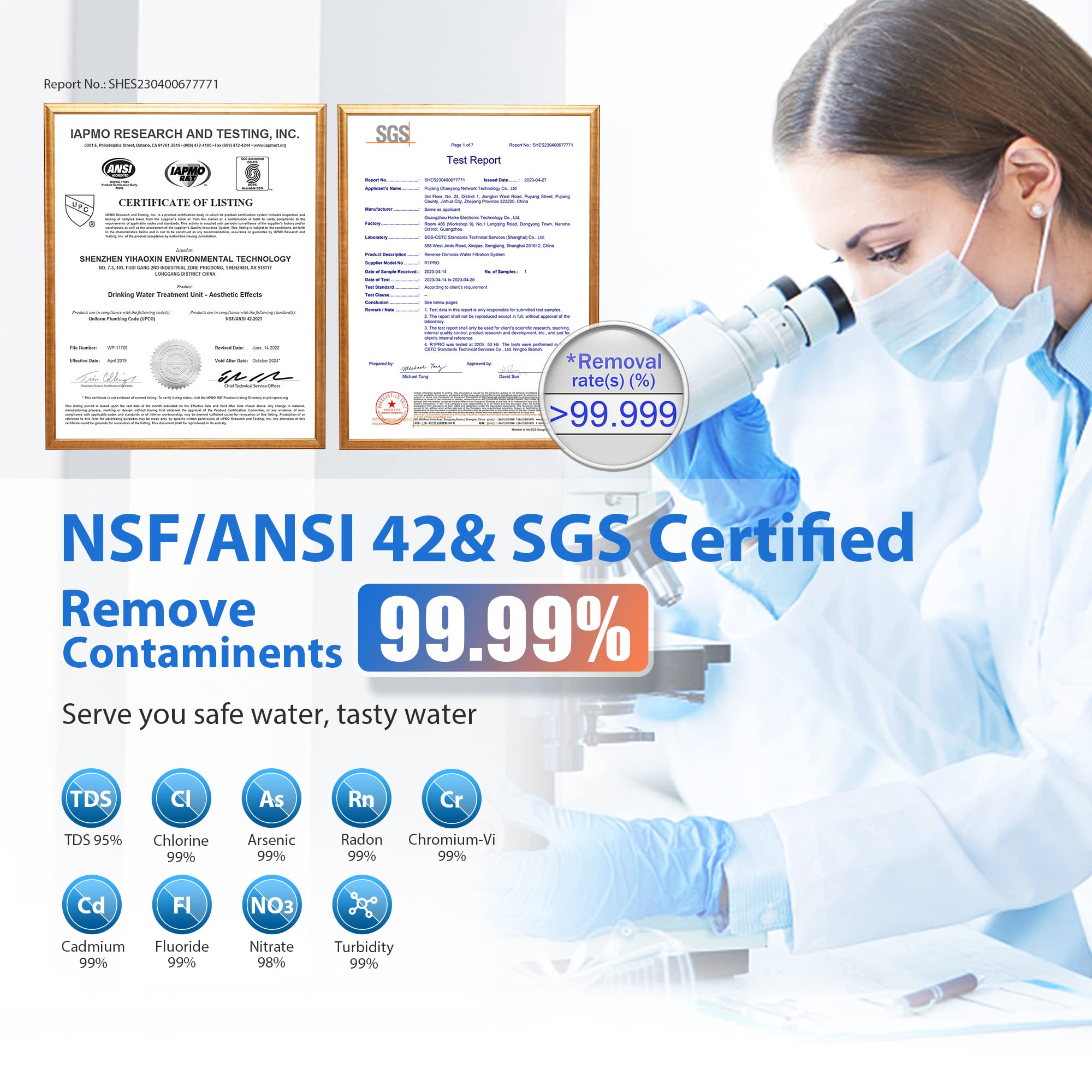 Lamon R1PRO Reverse Osmosis Water Filter System, NSF/ANSI 42 Certified RO System Under Sink, Free Mineral Filter, Smart Faucet, 2:1 Pure to Drain, Reduces TDS