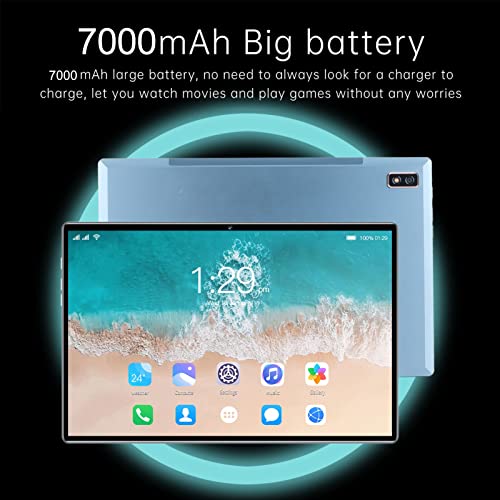 Naroote HD Tablet, 7000mAh Battery 5G WiFi Office Tablet 100β240V (Blue)