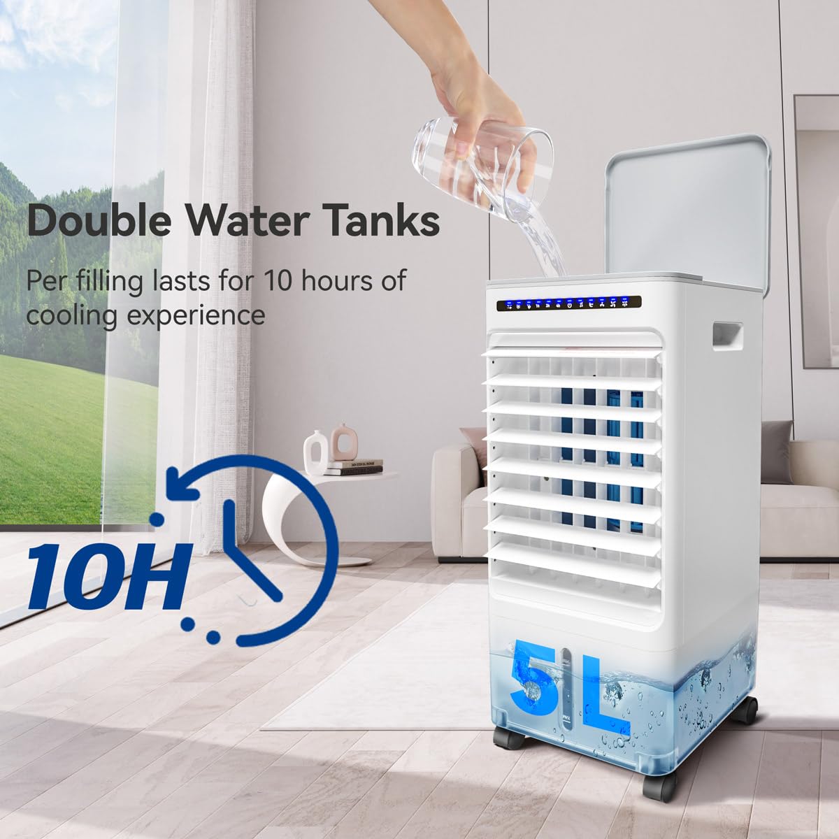 Portable Air Conditioner, 4-in-1 No Venting Required for Bedroom, AC for Room, Stand Up Windowless, Evaporative Air Cooler with Remote Control