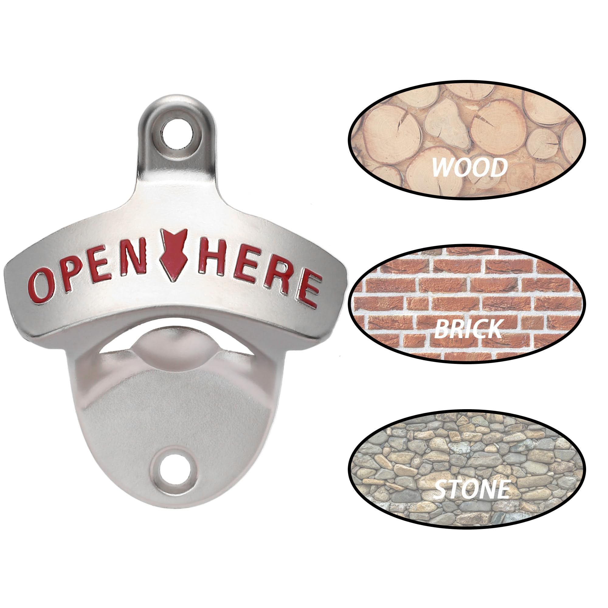 Luwanburg Stainless Wall Mounted Magnetic Beer Bottle Opener- Silver Magnetic Bottle Cap Opener Mountable (Pack of 2)