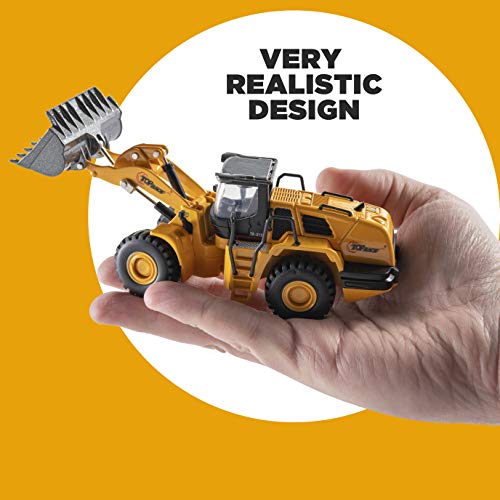 Top Race 3-Piece Construction Toys - Metal Construction Set Includes Loader, Excavator, and Dump Truck Toy - 1:60 Scale Realistic Construction Truck Toys Ideal Birthday for Kids