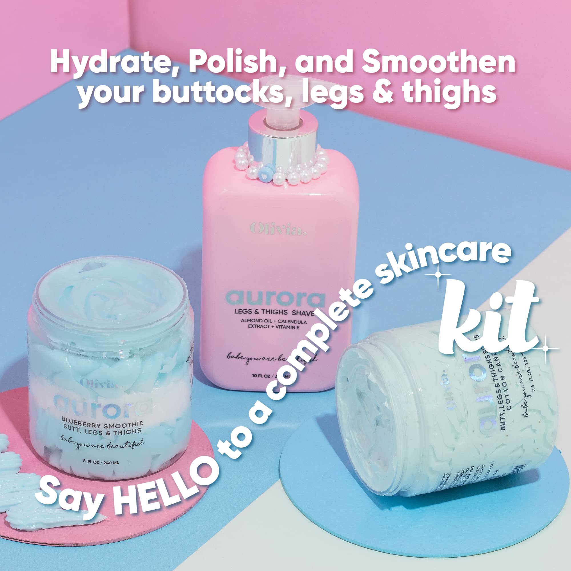 Olivia Legs & Thigh Pre Shave Scrub, Shave & Moisturize Bundle