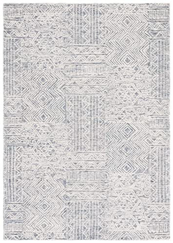 Safavieh Abstract Collection Area Rug - 8' x 10', Grey & Ivory, Handmade Wool, Ideal for High Traffic Areas in Living Room, Bedroom (ABT225F)