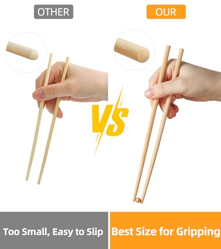 LOROTOCO 50 Pairs Chopsticks Disposable Reusable 9.5" Individually Wrapped Bulk Premium Quality
